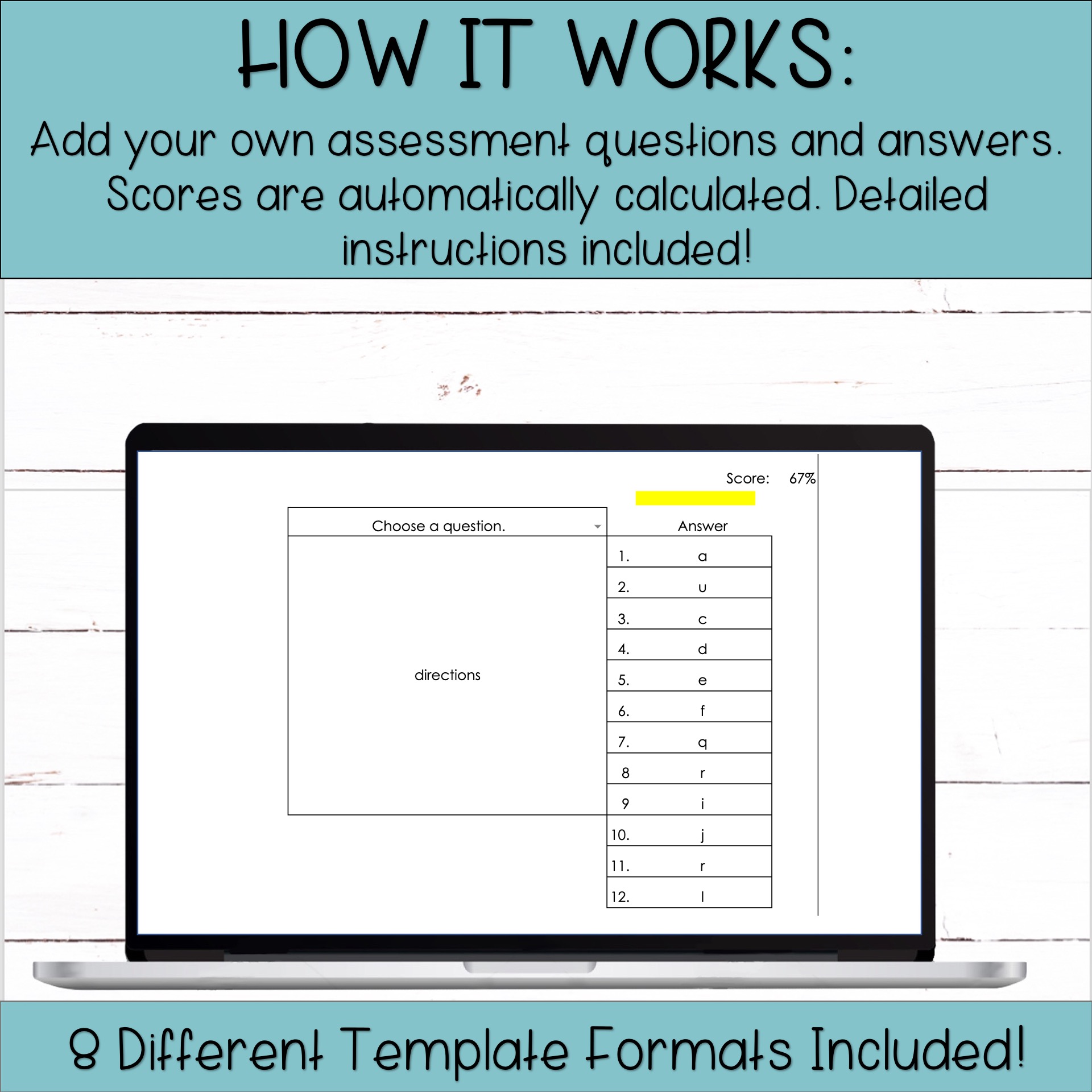 12 Question Self-Grading Assessment Templates for Google Sheets | Made ...