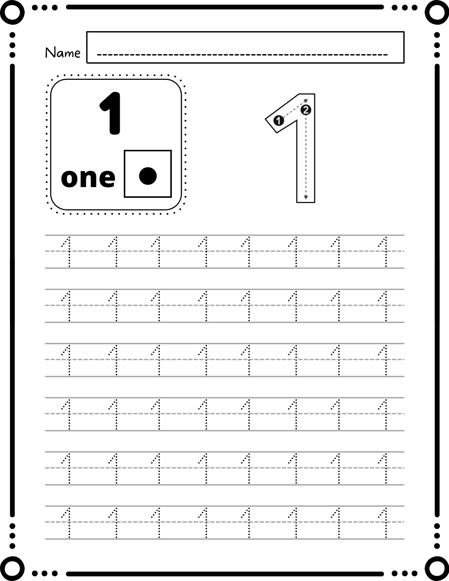 Tracing Numbers 1 10 Trace And Write Numbers 1 10 Number Formation