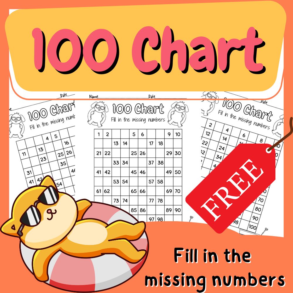 100 Chart Missing Number Fill In The Missing Numbers Worksheet Made 