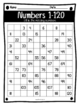 Missing numbers to 120| Counting to 120 worksheets| 120 Chart and Blank ...
