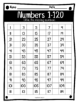 Missing numbers to 120| Counting to 120 worksheets| 120 Chart and Blank ...