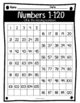 Missing numbers to 120| Counting to 120 worksheets| 120 Chart and Blank ...