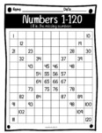 Missing numbers to 120| Counting to 120 worksheets| 120 Chart and Blank ...