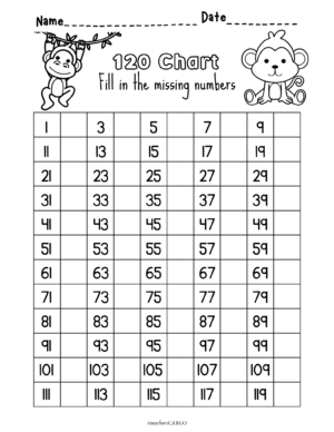 Missing numbers to 120| Counting to 120 worksheets |50s, 100s, 120 Chart | Made By Teachers
