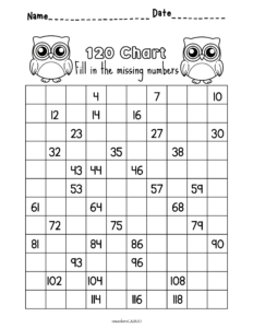 Missing numbers to 120| Counting to 120 worksheets |50s, 100s, 120 ...