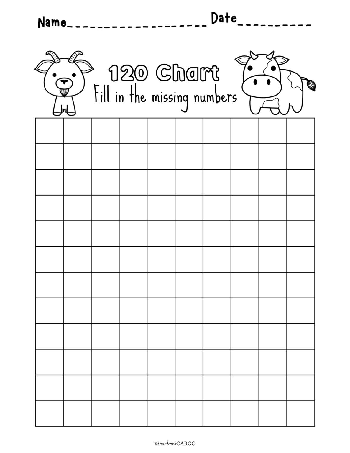 Missing numbers to 120| Counting to 120 worksheets |50s, 100s, 120 ...