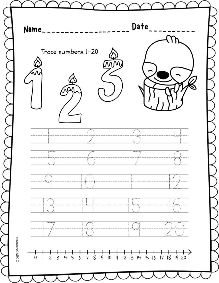 Tracing Numbers 1-20 |Writing Numbers 1-20 Worksheets|Fill in the ...