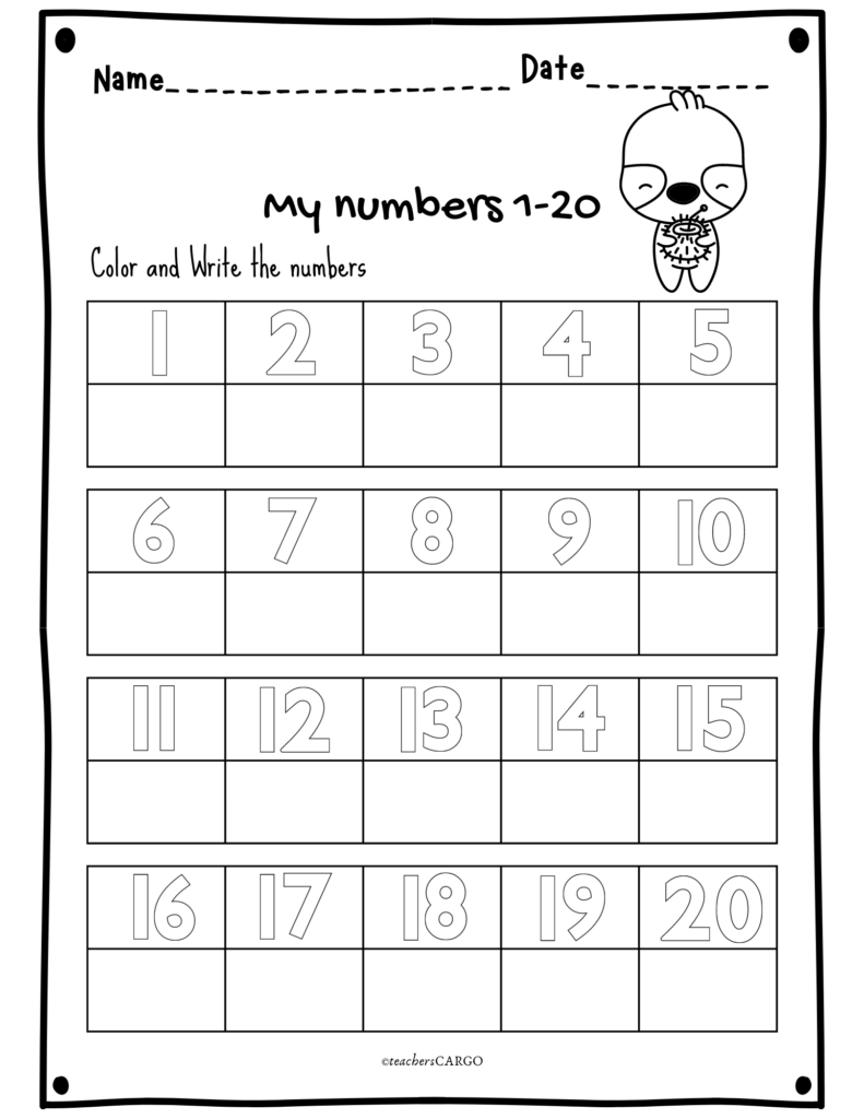 Tracing Numbers 1-20 |Writing Numbers 1-20 Worksheets|Fill in the ...