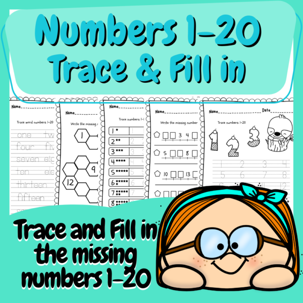 Tracing Numbers 1-20 |Writing Numbers 1-20 Worksheets|Fill in the ...