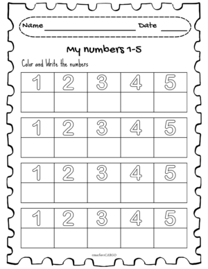 Tracing numbers 1-5 | Number tracing Worksheets | Numbers 1-5 | Made By ...