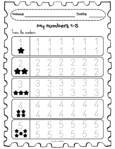 Tracing numbers 1-5 | Number tracing Worksheets | Numbers 1-5 | Made By ...