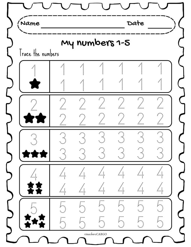 Tracing numbers 1-5 | Number tracing Worksheets | Numbers 1-5 | Made By ...
