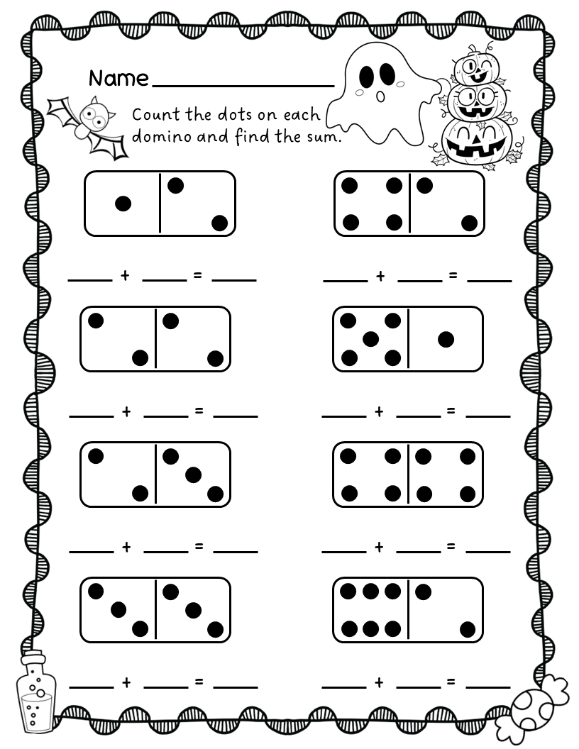 Domino Addition Worksheets Halloween Addition Within 10 Made By Domino Addition Worksheets Halloween Addition Within 10 Made By