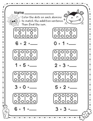 Domino Addition Worksheets | Halloween Addition within 10 | Made By ...