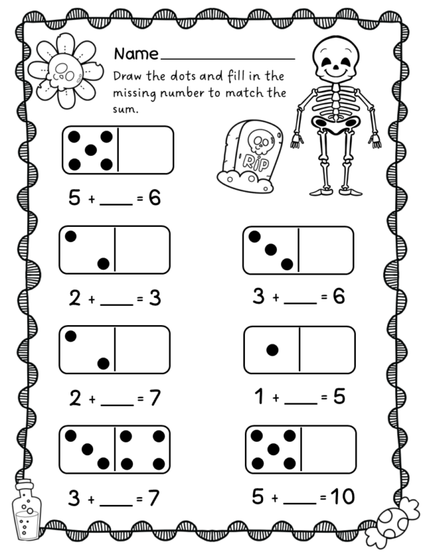 Domino Addition Worksheets | Halloween Addition within 10 - Made By ...