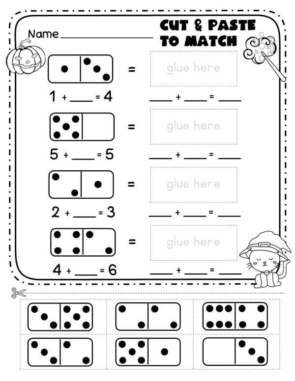 Domino Addition Worksheets | Halloween Addition within 10 - Made By ...