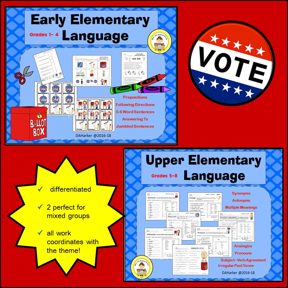 Election Day Speech Therapy Printable Pack | Made By Teachers