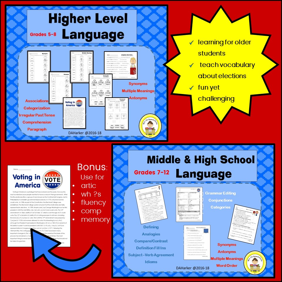 Election Day Speech Therapy Printable Pack | Made By Teachers