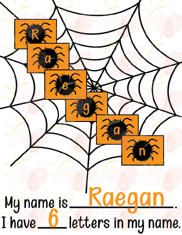 Spider - Spider Web - Name - Letter Counting - Alphabet - Worksheet ...