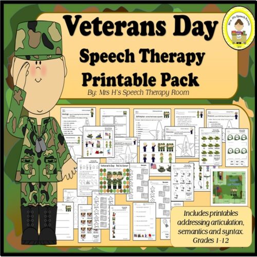 Veterans Day Speech Therapy Printable Pack | Made By Teachers