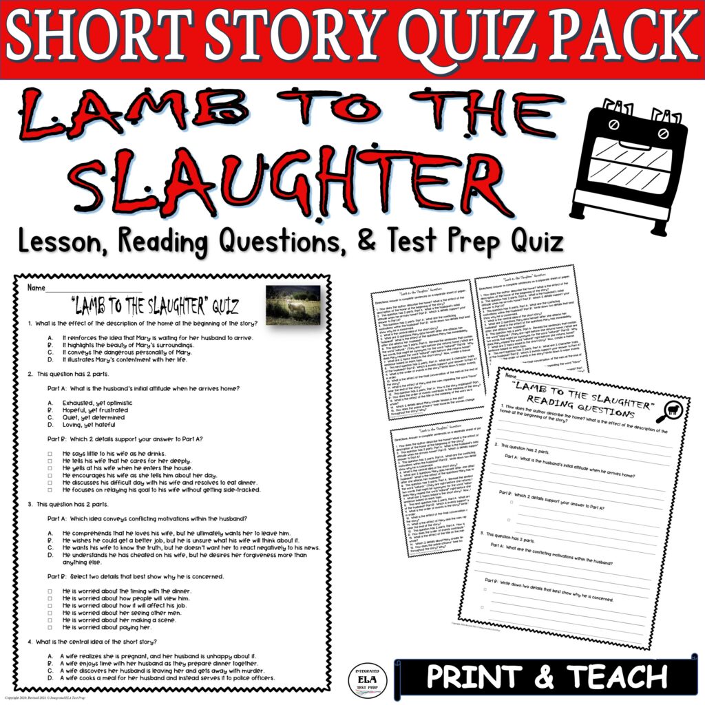 Short Story Comprehension Questions Lamb to the Slaughter Quiz | Made ...