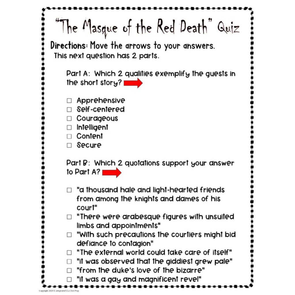 The Masque of the Red Death Quiz Poe Distance Learning Google Classroom ...