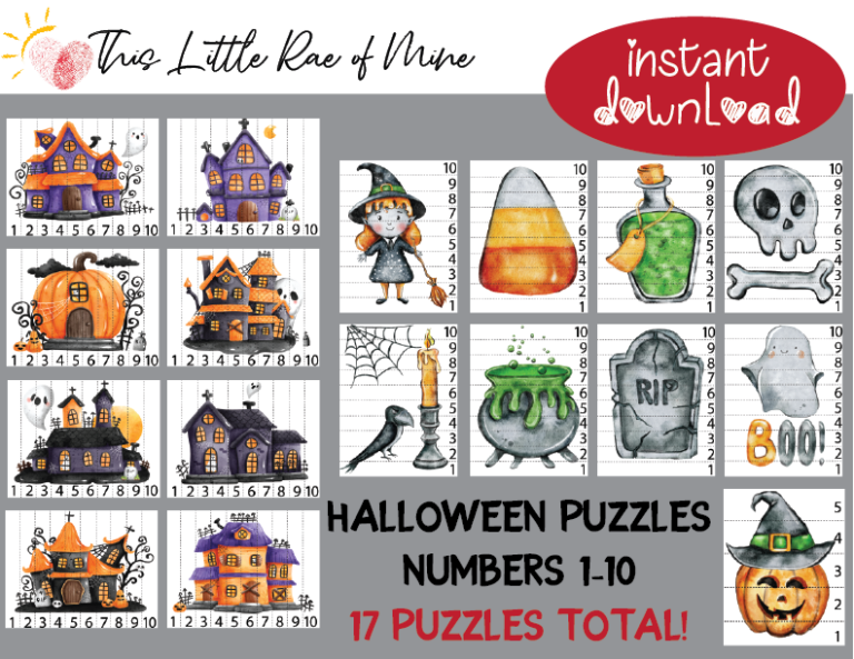 Halloween number sequence puzzle - printable - math - counting 1-10 ...
