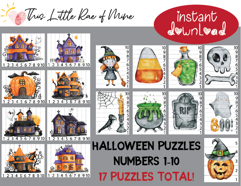 Halloween number sequence puzzle - printable - math - counting 1-10 ...