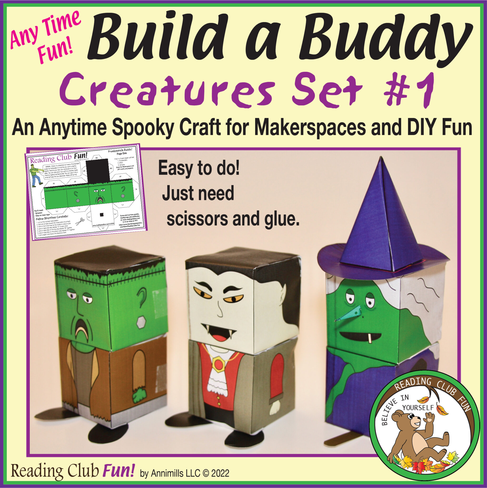 Creature Buddies - (Frankenstein, Witch, Dracula) Easy to Build Anytime ...