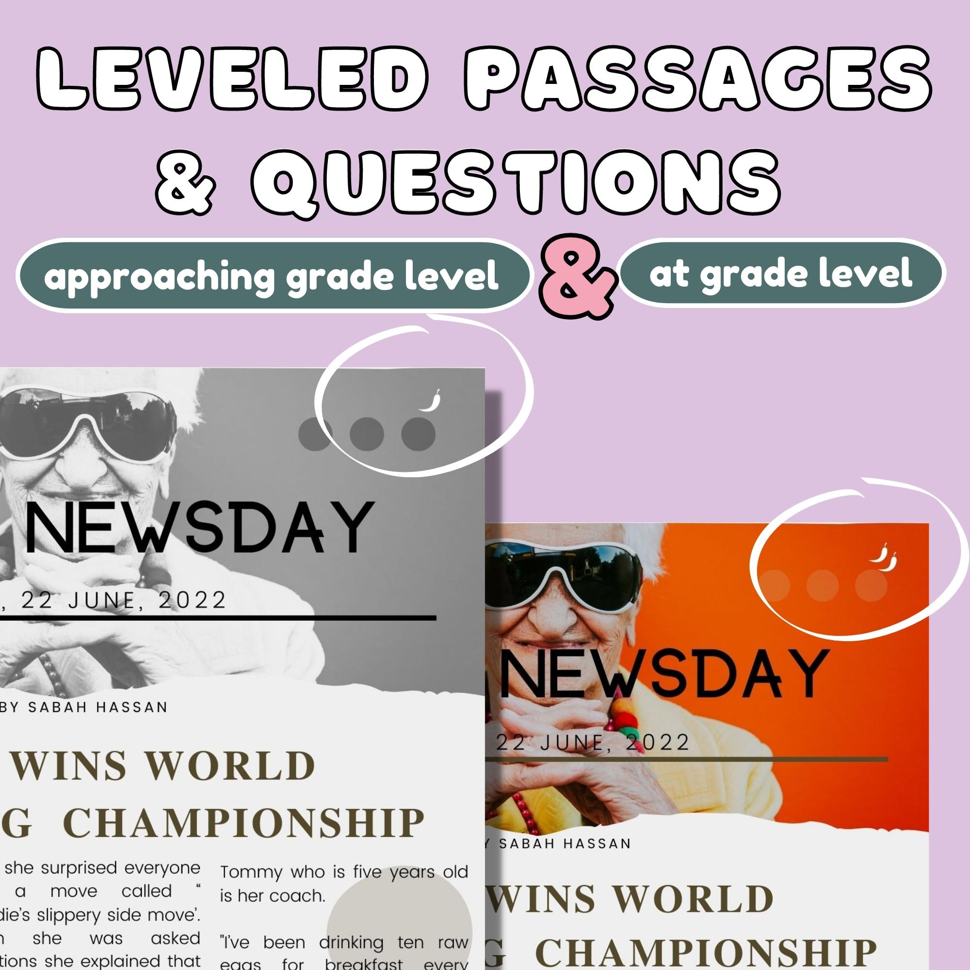 Nonfiction Leveled Reading Passages With Comprehension Questions
