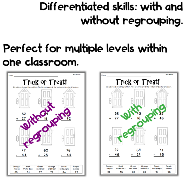Halloween Trick or Treat Themed Math Activities With and Without ...