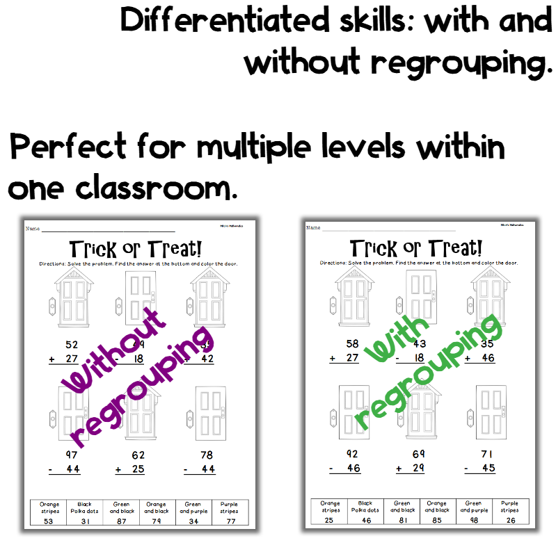 Halloween Trick or Treat Themed Math Activities With and Without ...