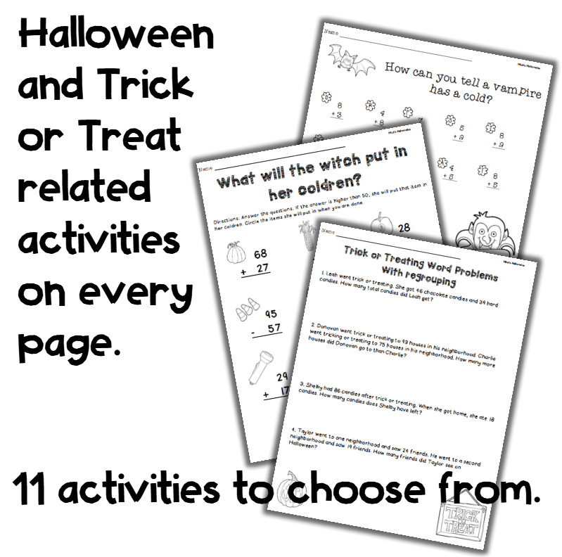 Halloween Trick or Treat Themed Math Activities With and Without ...