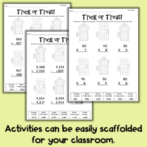 Halloween Multidigit Adding Subtracting with Regrouping and ...