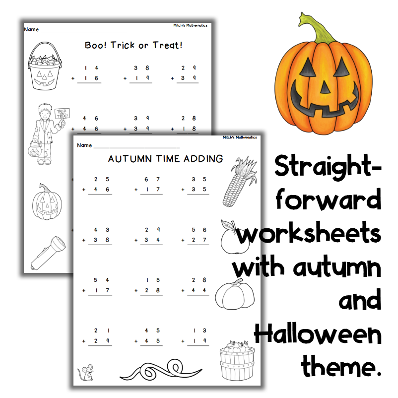 Adding with Regrouping Worksheets Multidigits Autumn and Halloween ...
