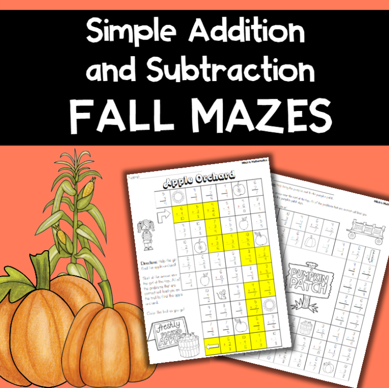 Simple Addition and Subtraction Fall and Autumn Maze | Made By Teachers