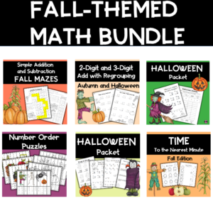 Fall and Halloween Theme Worksheets Add Subtract Multiply and Time ...