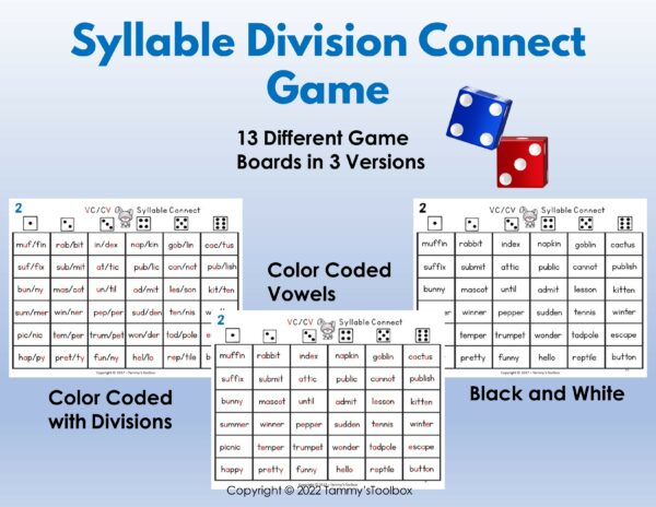 Syllable Division Rules Connect Game | Made By Teachers