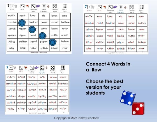 Syllable Division Rules Connect Game | Made By Teachers