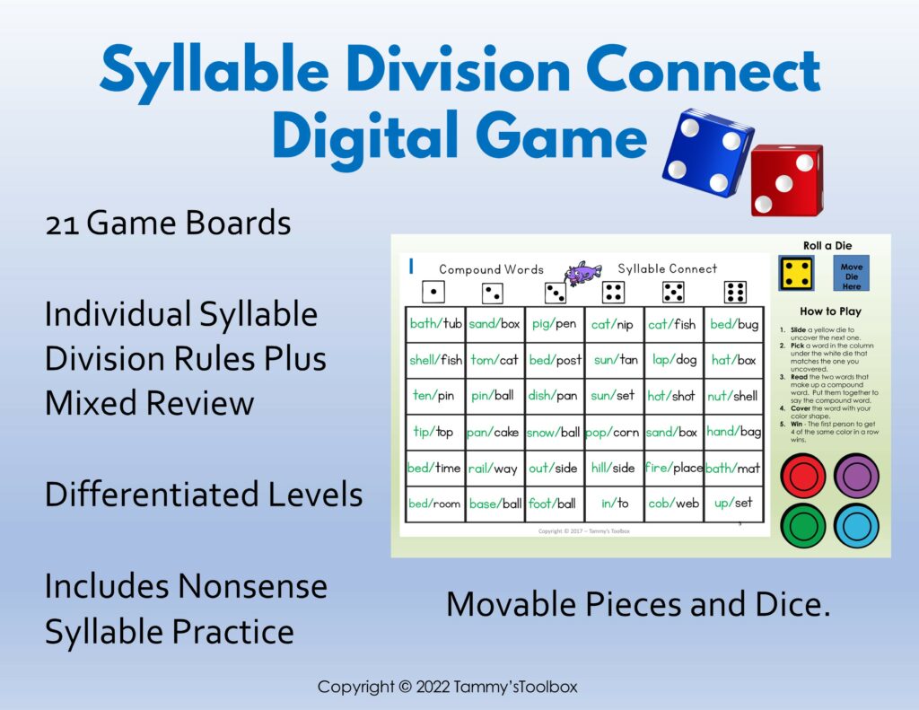 Digital Syllable Division Rules Connect Game - Made By Teachers