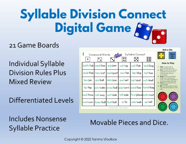 Digital Syllable Division Rules Connect Game - Made By Teachers