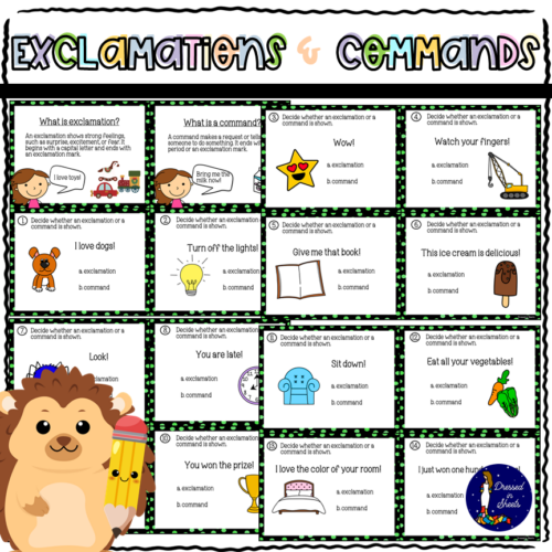 Exclamations and Commands Task Cards - Made By Teachers