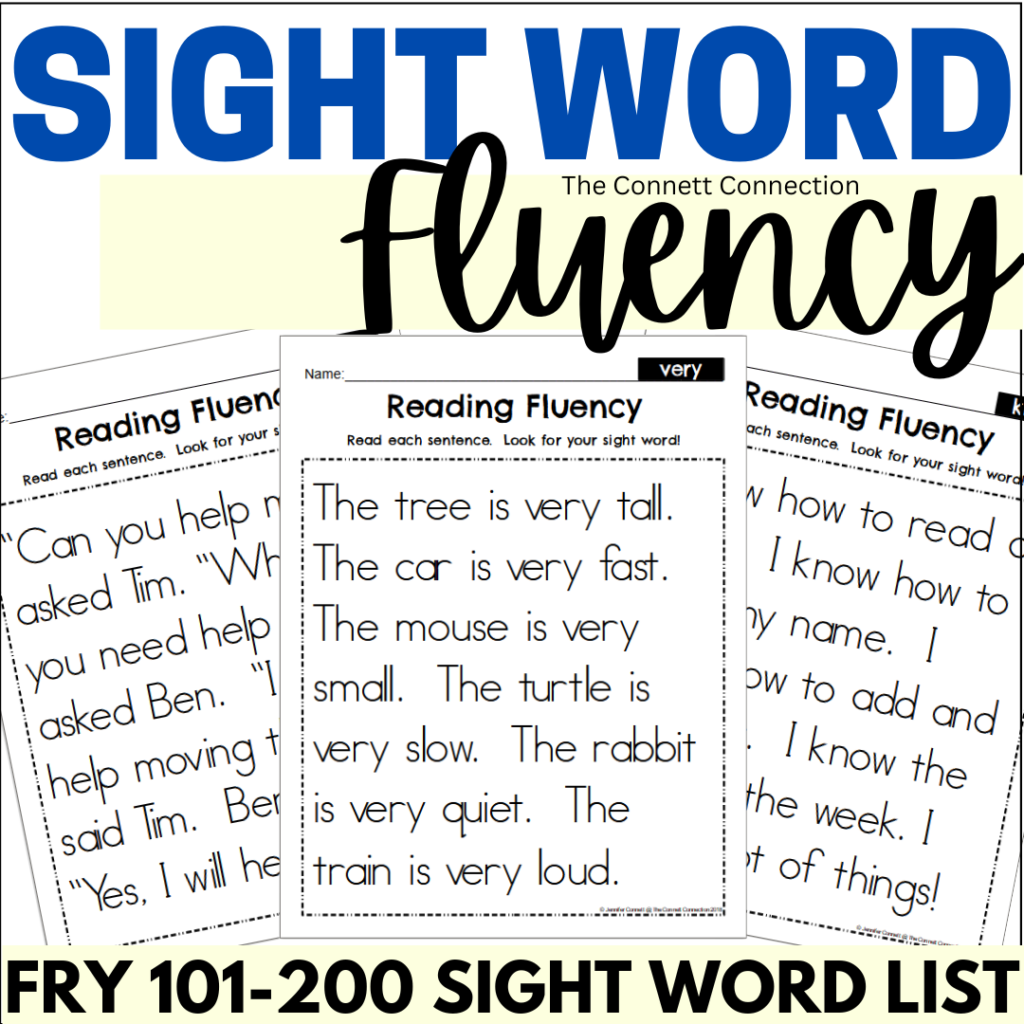 Fry 101-200 Sight Word Fluency Passages - No Prep Sight Word Stories ...
