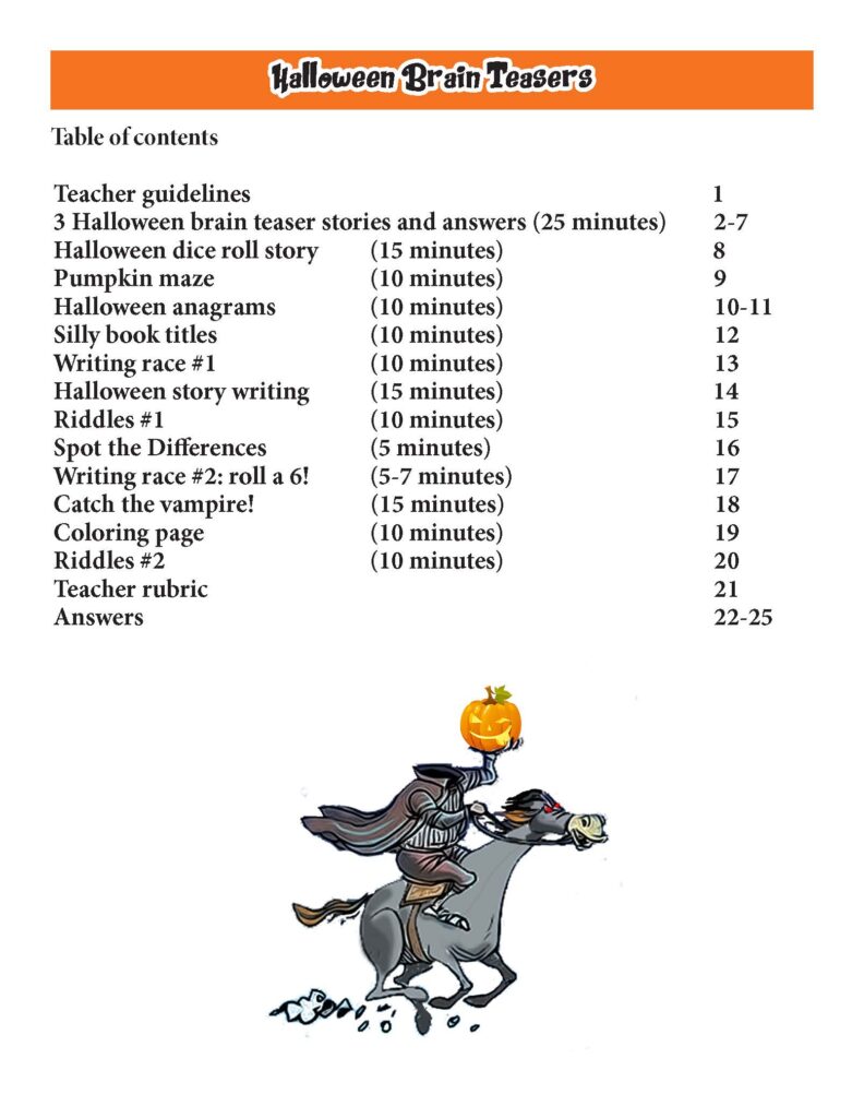Halloween Brain Teaser Stories, Riddles and Puzzles Grades 3-4 - Made ...