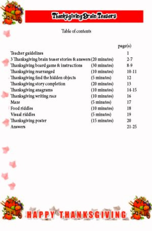 THANKSGIVING BRAIN TEASER STORIES, PUZZLES & RIDDLES - Made By Teachers