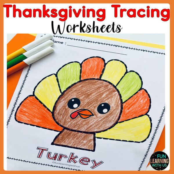 Thanksgiving Picture Tracing & Coloring Fine Motor Activity | November ...