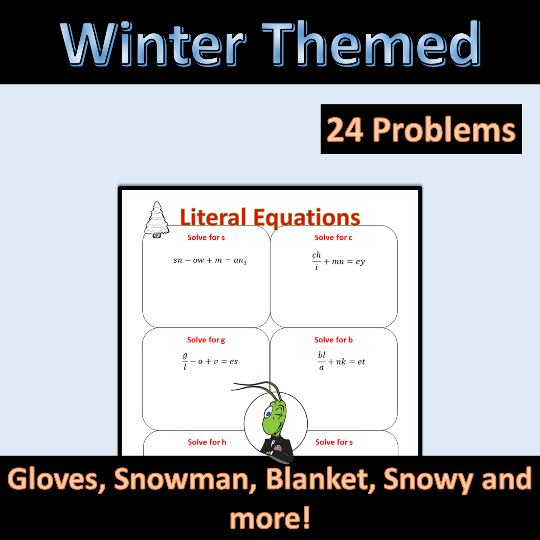 Winter Seasonal Literal Equations | Made By Teachers