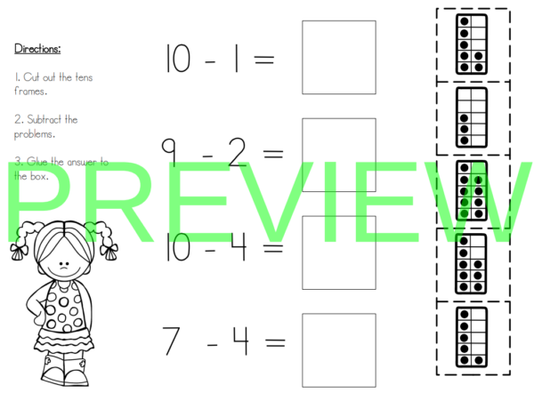 Simple Subtracting and Counting with Tens Frames | Made By Teachers