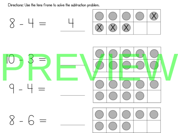 Simple Subtracting and Counting with Tens Frames | Made By Teachers