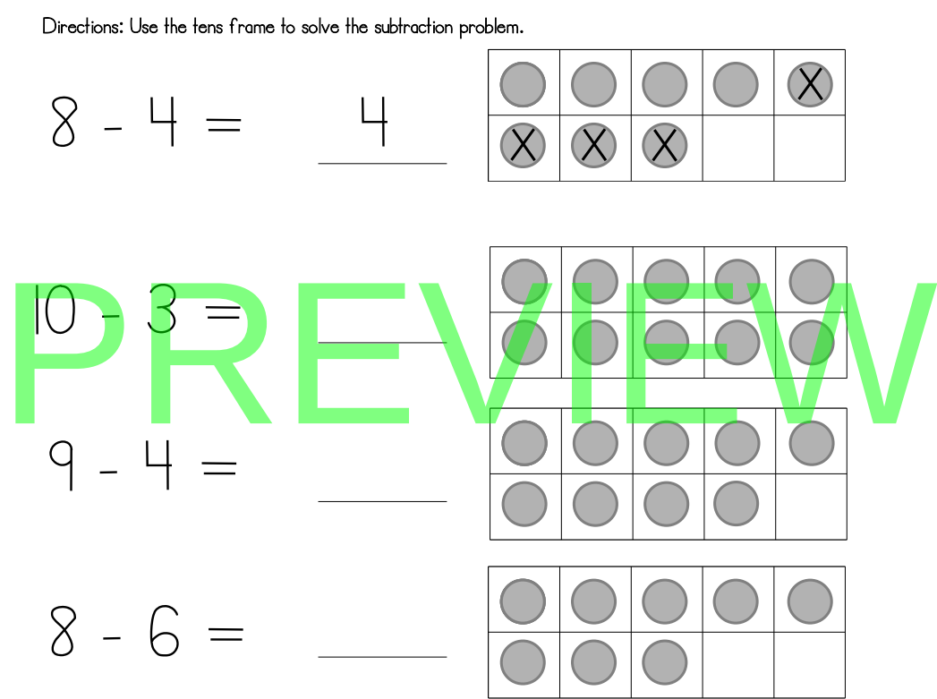 Simple Subtracting and Counting with Tens Frames | Made By Teachers